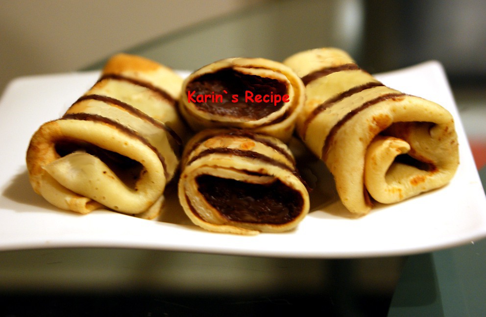 Karin's Recipe: Dadar Gulung Isi Vla Coklat (Chocolate Filled Crêpes)