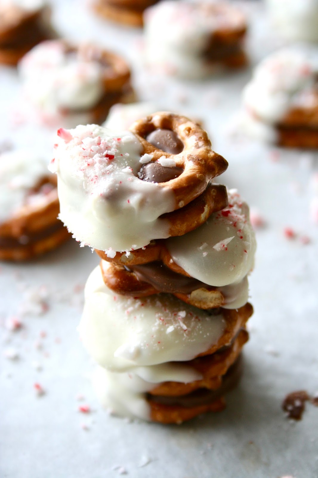 White Chocolate-Dipped Rolo Pretzel Sandwiches