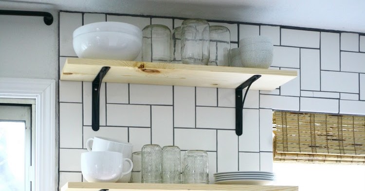 How to install basic open kitchen shelves (over tile a tile backsplash ...