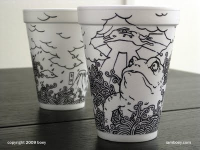 Gelas Styrofoam Dengan Lukisan Indah | Gosip Gambar