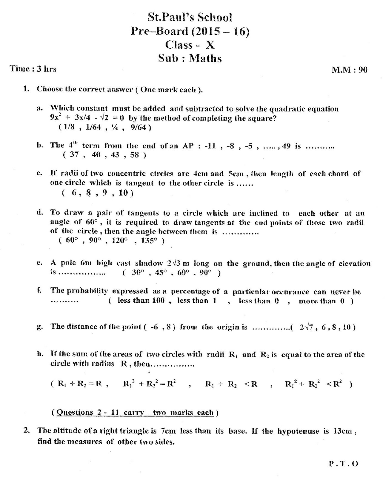 Class X Mathematics ST PAUL S SCHOOL PRE BOARD Question Paper 2015 2016 class-x-mathematics-st-paul-s-school-pre-board-question-paper-2015-2016