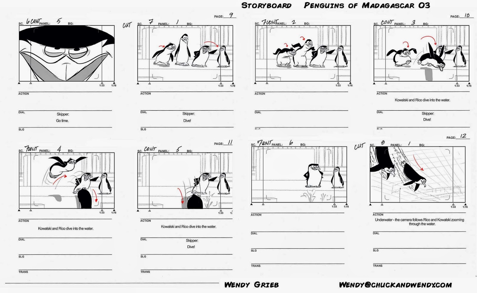 Wendy Grieb's Storyboard Portfolio: Penguins of Madagascar Storyboard Test
