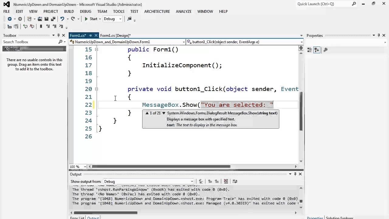 66. برمجة الواجهات - NumericUpDown and DomainUpDown | كورسات بالعربي