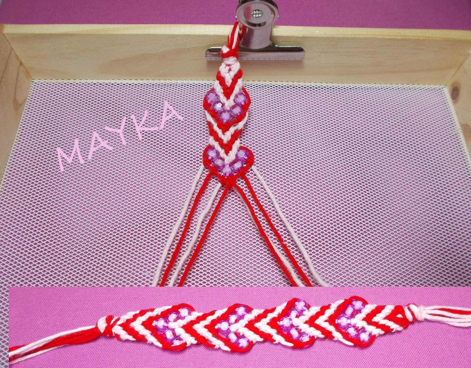 LAS CREACIONES DE MAYKA: PULSERA DE CORAZONES (MACRAME) / BRACELET OF ...