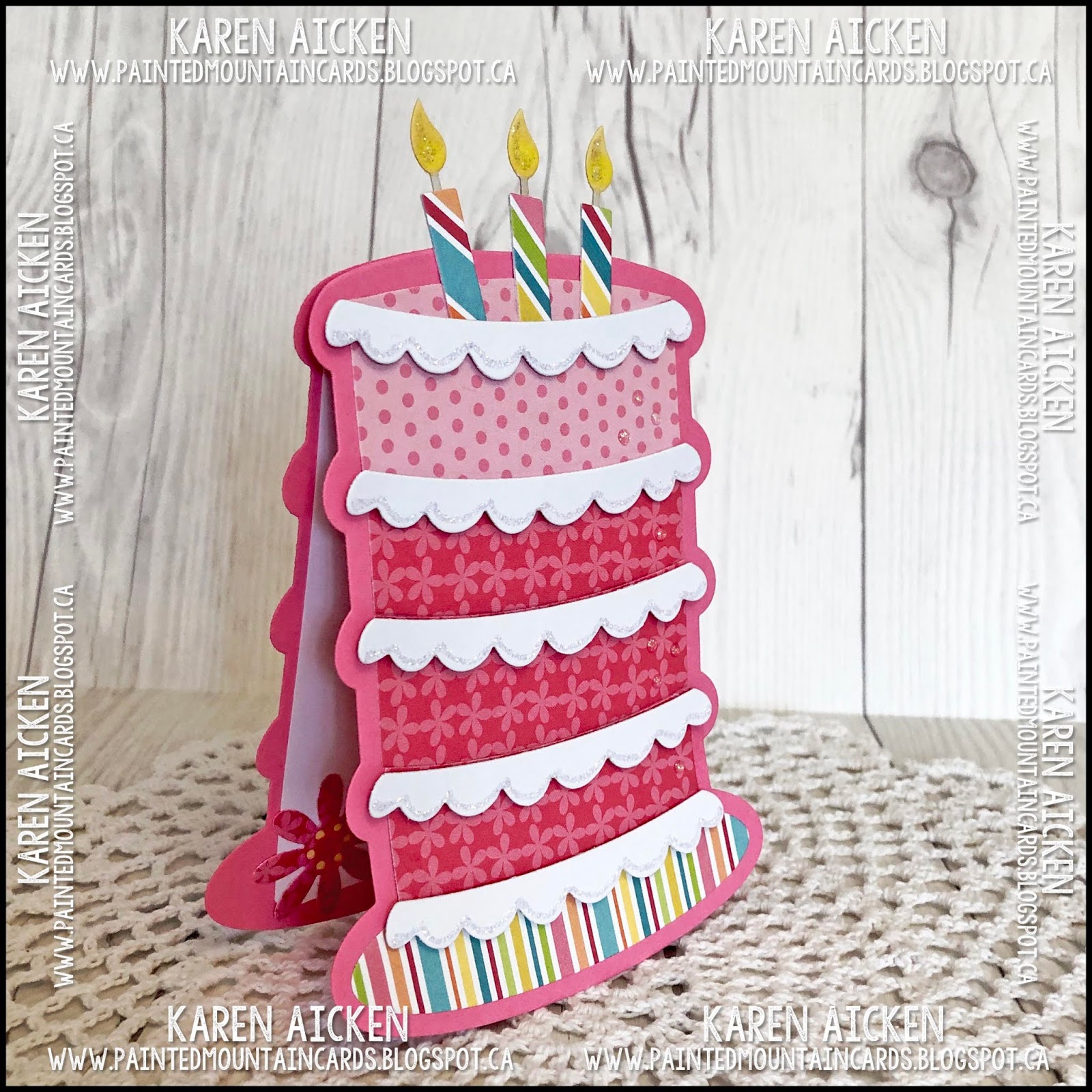 Painted Mountain Cards: Cake Fold-Its Birthday Card