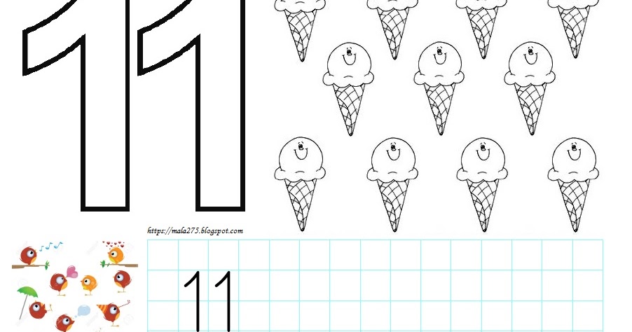 BLOG EDUKACYJNY DLA DZIECI: LICZBA 11 - KARTA PRACY