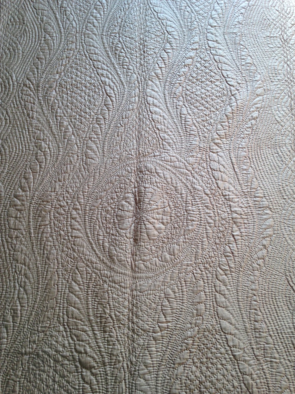 Welsh Quilts: Floral Durham Wholecloth Quilt with Strippy Patterns