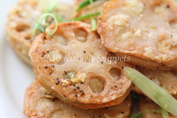 My Kitchen Snippets: Salt and Pepper Stuffed Lotus Root