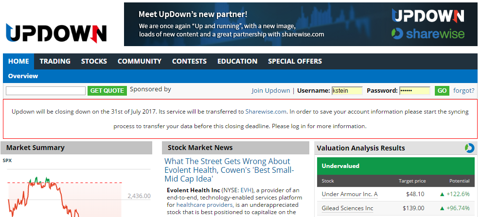 DCNewsroom: Virtual investment website UpDown closing in July