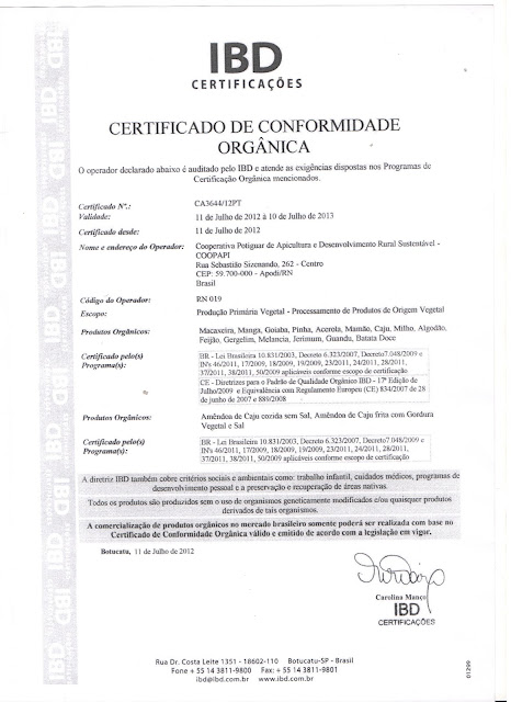 COOPAPI: Blog da Agricultura Familiar: COOPAPI recebe selo do IBD de ...