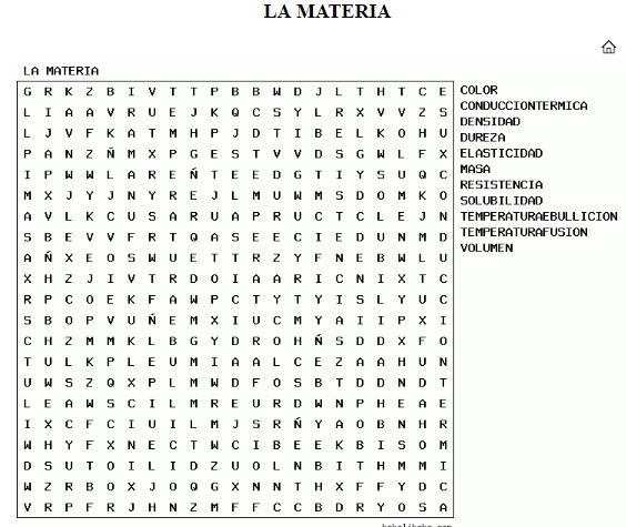 CUARTO 2016: SOPA DE LETRAS SOBRE LA MATERIA