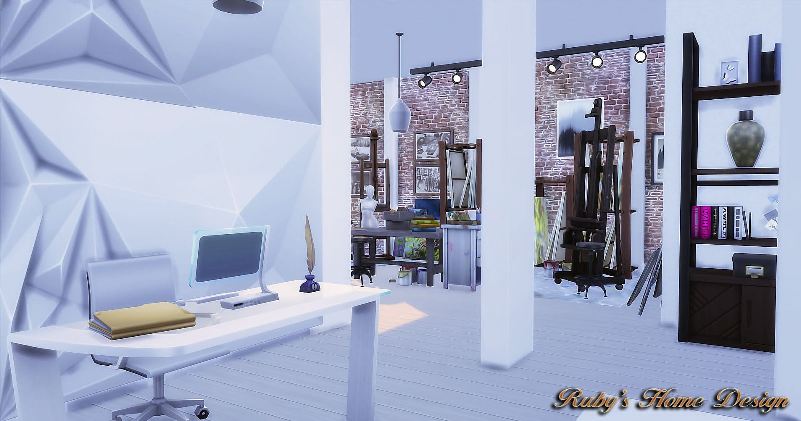 Sims 4 Modern Art Gallery 現代美術展示中心 (No CC) [Ruby Red Sims]