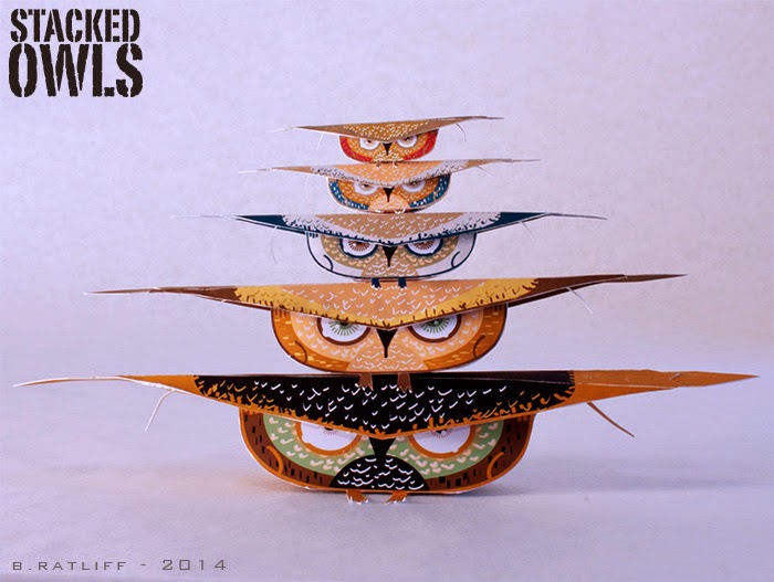 Stacked Owls Paper Toy ~ Paperkraft.net - Free Papercraft, Paper Model ...