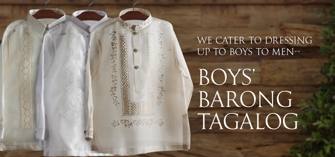 White Barong Tagalog for Boys from Barongs R Us