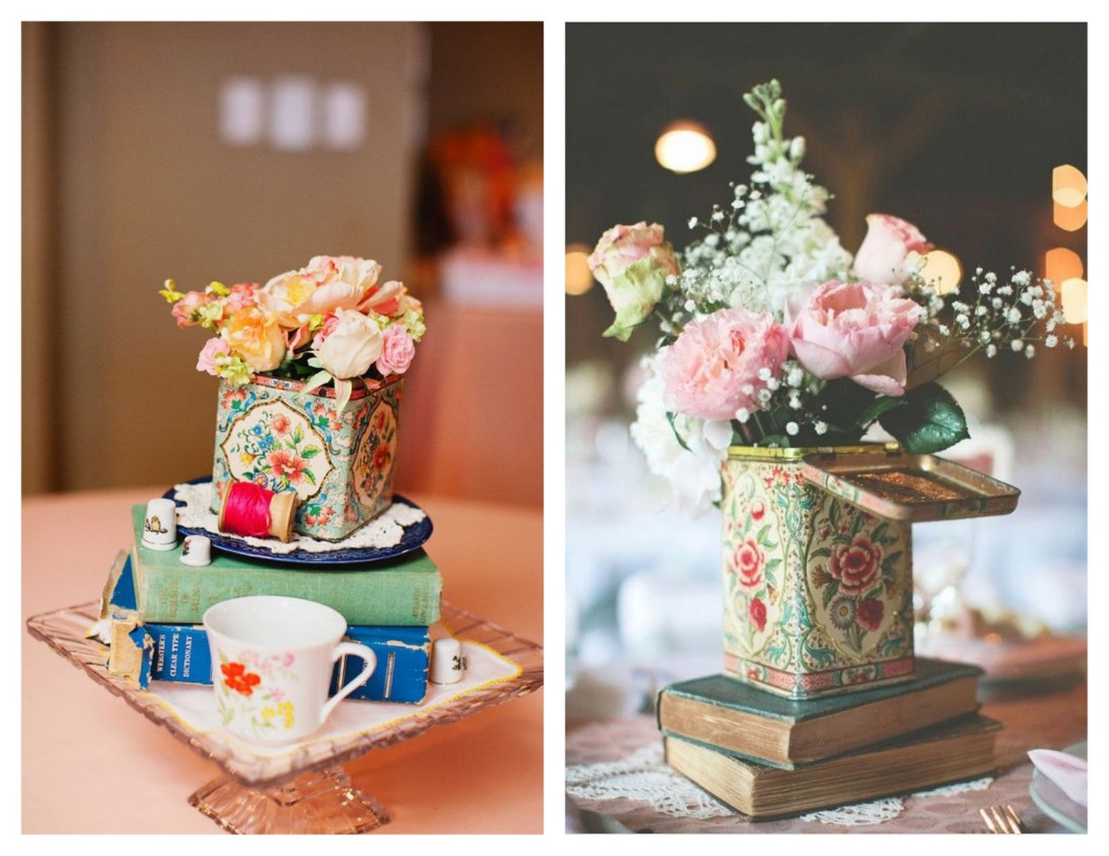 postcards and pretties: PRETTY DETAILS | Tea Tin Centerpieces