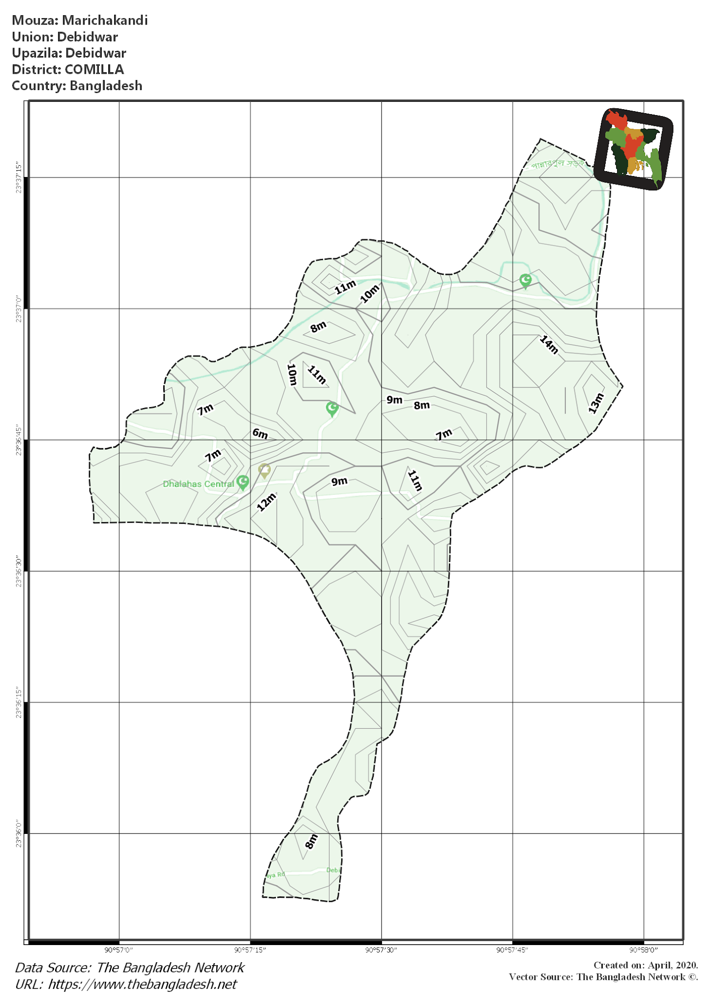 Map of Marichakandi Mouza, Debidwar, Comilla