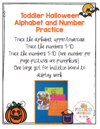 Toddler Halloween Alphabet and Number Practice ~ Preschool Printables