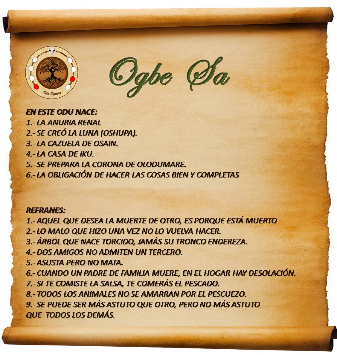 Awo Irete Kutan: Ogbe Sa