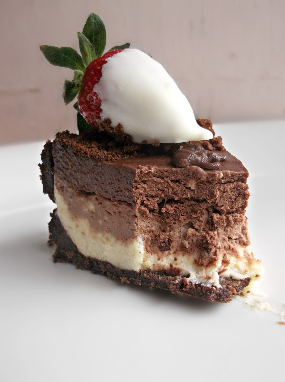 Lick The Spoon: No Bake Triple Chocolate Layer Cheesecake