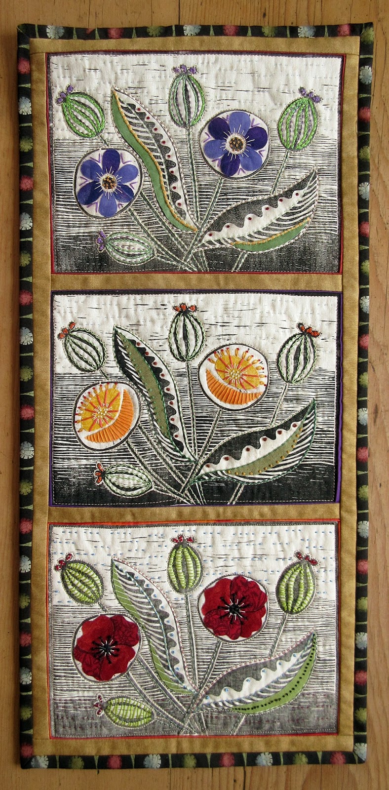 Sew Annie Sew: Flowers - stitched lino printing