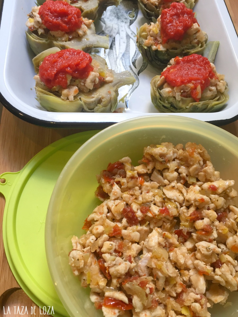 Alcachofas rellenas con pollo | La Taza de Loza