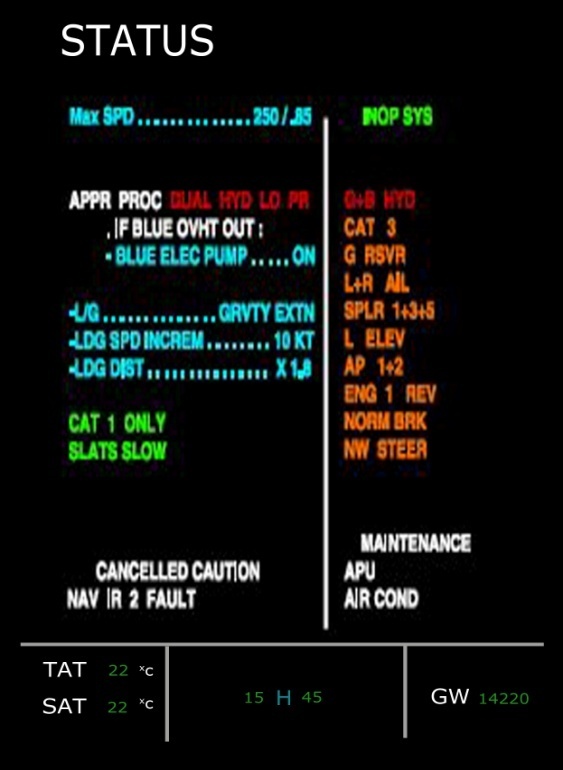 AVIONICS for dummies: EICAS STATUS PAGE
