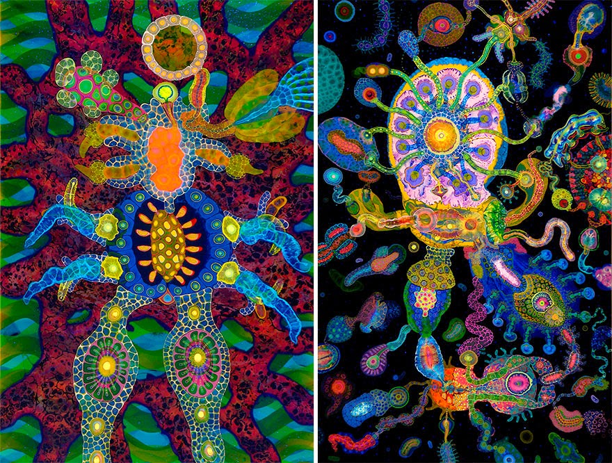 Artist Creates Psychedelic Art By Pouring Paint And Resin Onto A Canvas ...