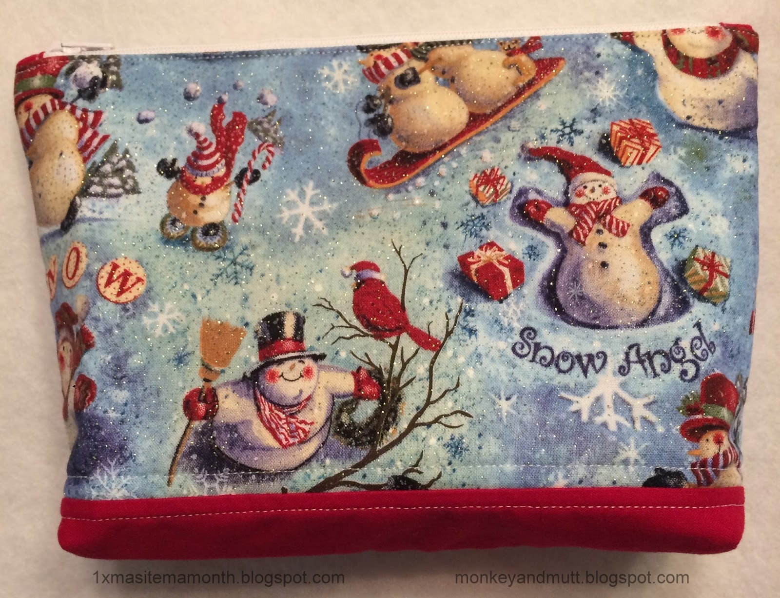 Hand Stitched Treasure: Snowman Zipper Pouch