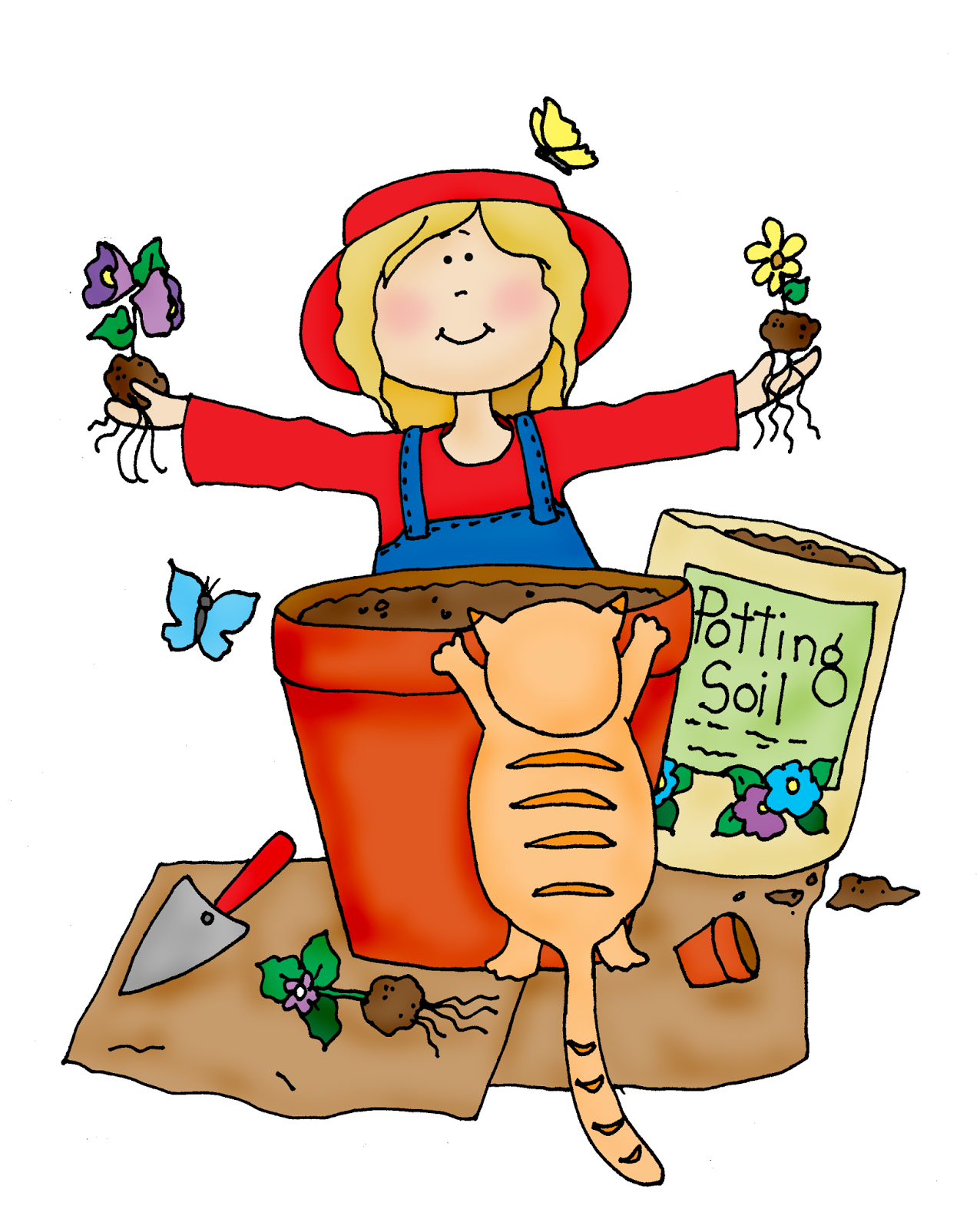 Free Dearie Dolls Digi Stamps: Potting Plants Girl