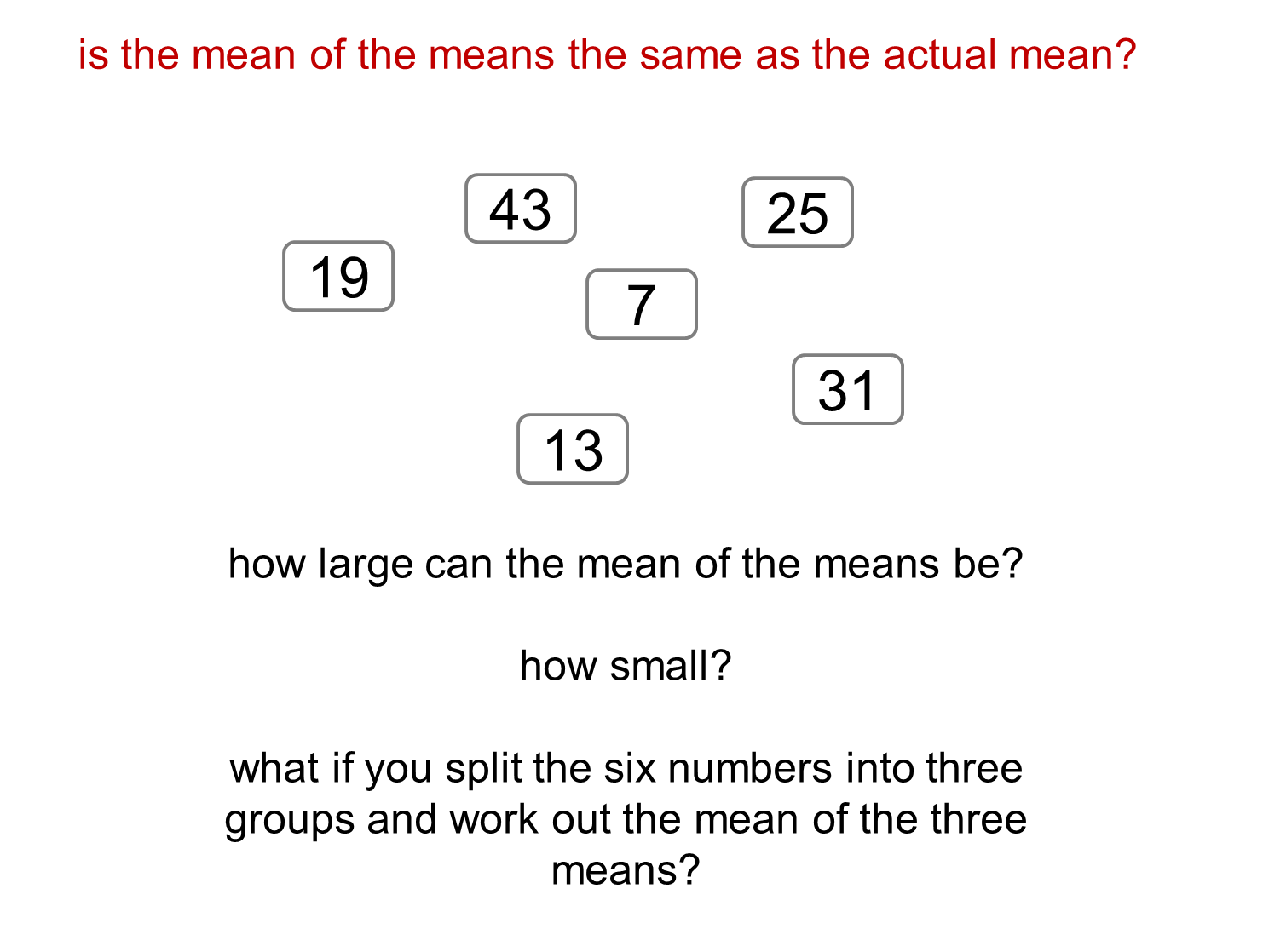 MEDIAN Don Steward mathematics teaching: mean of the means