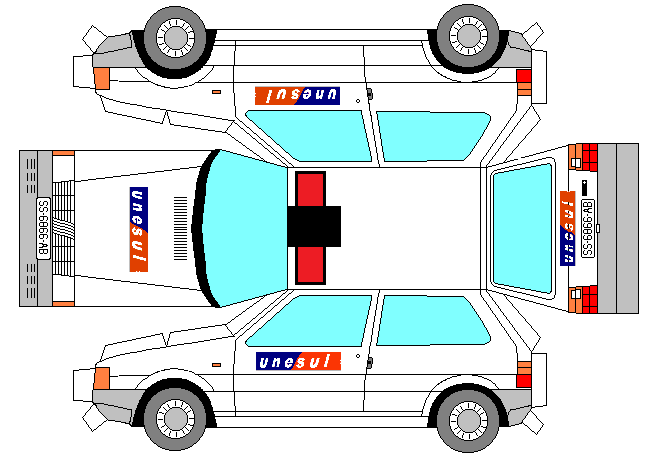 ônibus papercraft: Fiat Uno Unesul