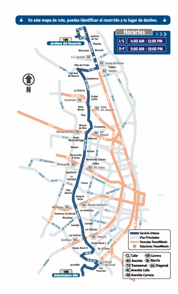 Todo Sobre SITP: 165 ARBORIZADORA ALTA - JARDINES DEL RECUERDO