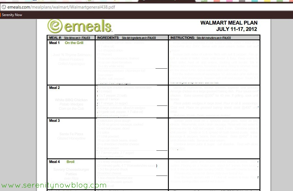 Serenity Now: Online Meal Planning (emeals Giveaway!)