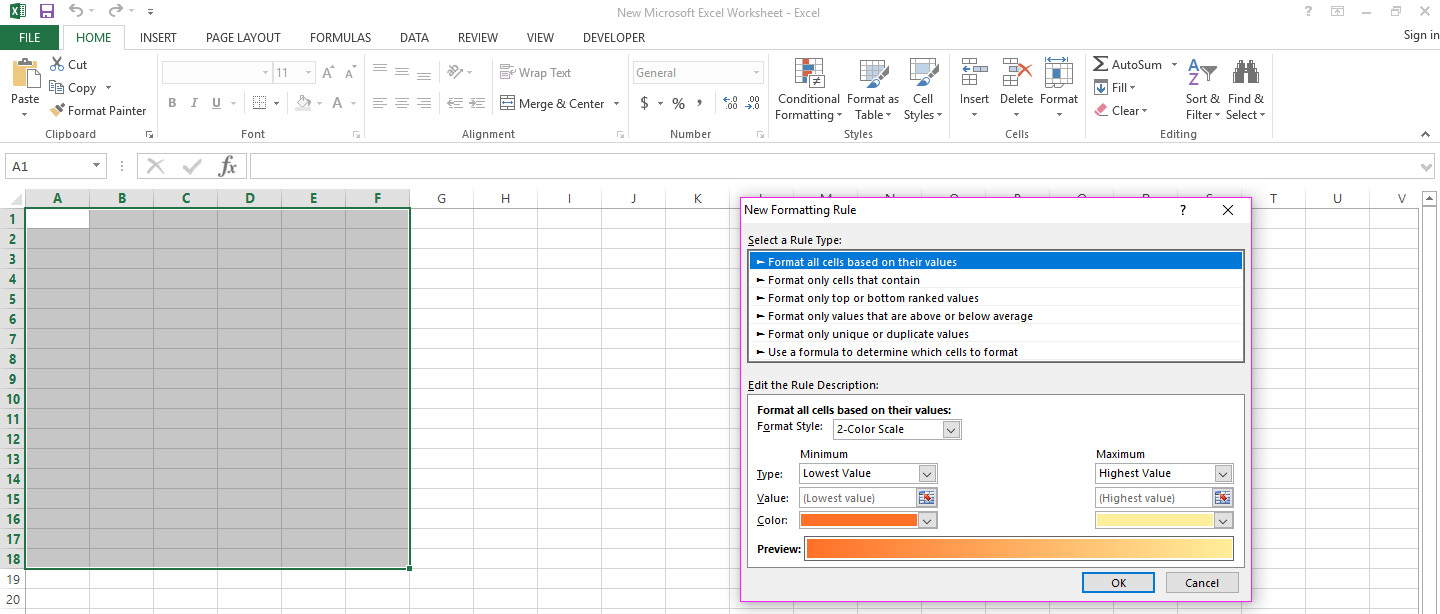 How to fill black cells with color using conditional formatting in ...