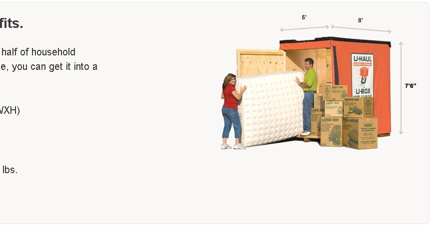 West Michigan Self Storage: U-Haul U-Box Dimensions