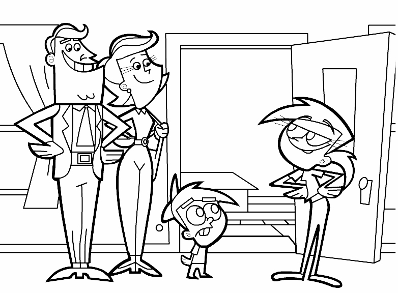 Free Kids Coloring: Timmy Turner and Vicky - Coloring 1