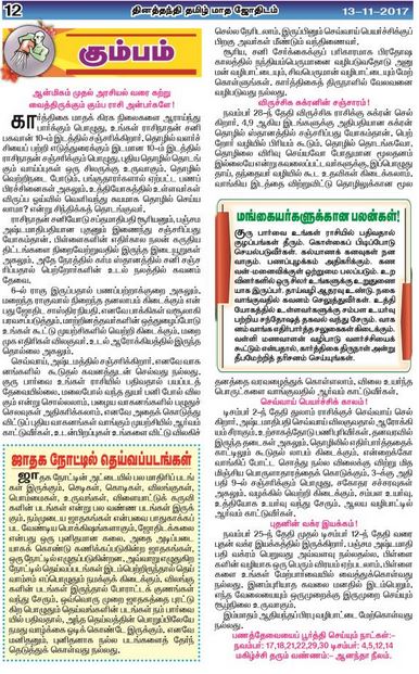 Daily Thanthi Tamil Madha Jothidam November 2017 - Navil Mathi