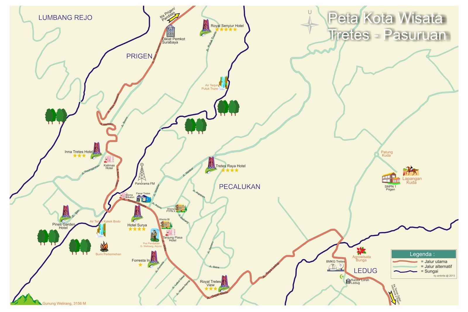 > Peta Lengkap Indonesia: Peta Wisata Tretes Pasuruan