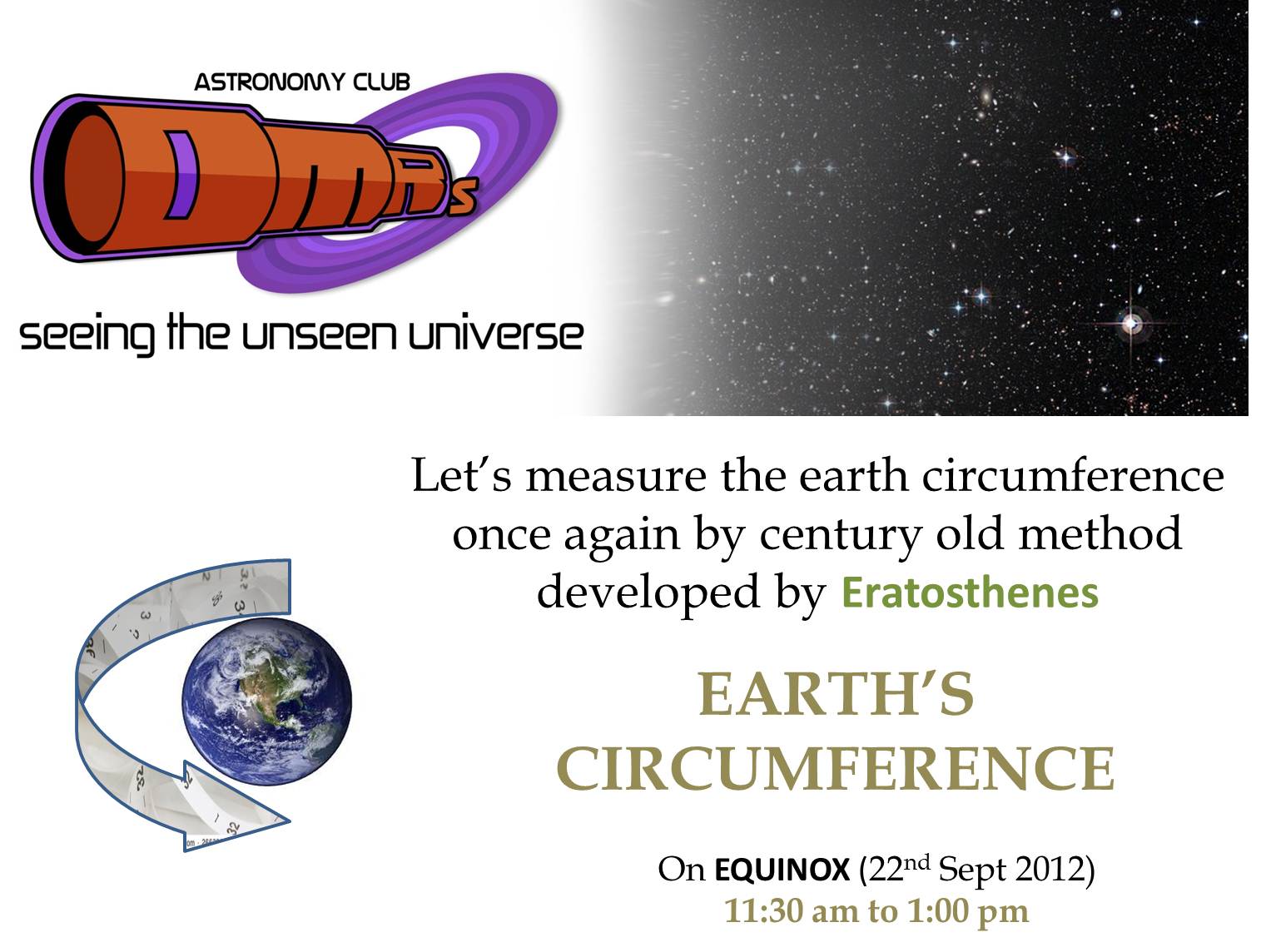 DMR'S ASTRONOMY CLUB: LET'S MEASURE EARTH’S CIRCUMFERENCE