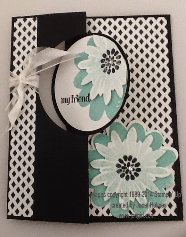 Jan Girl: Stampin' Up Circle Card Thinlits Flower Patch Back In Black card
