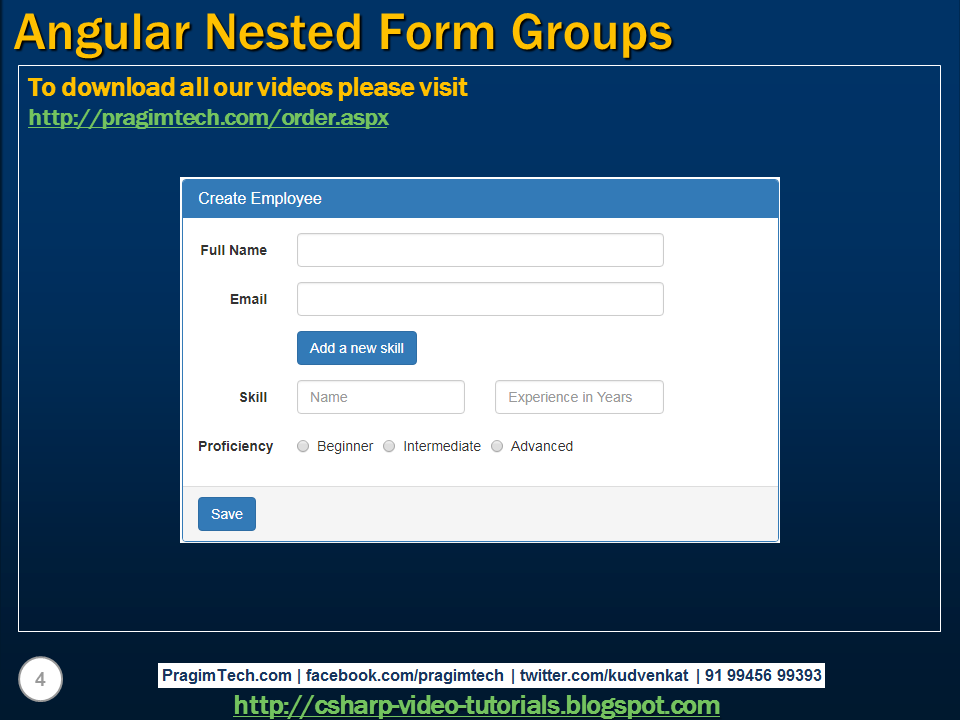 Sql server, .net and c# video tutorial: Angular nested form groups - Slides Sql server, .net and c# video tutorial: Angular nested form groups - Slides
