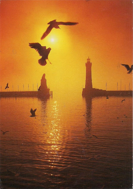 postcards2lufra: Lighthouse & Birds at Sunset