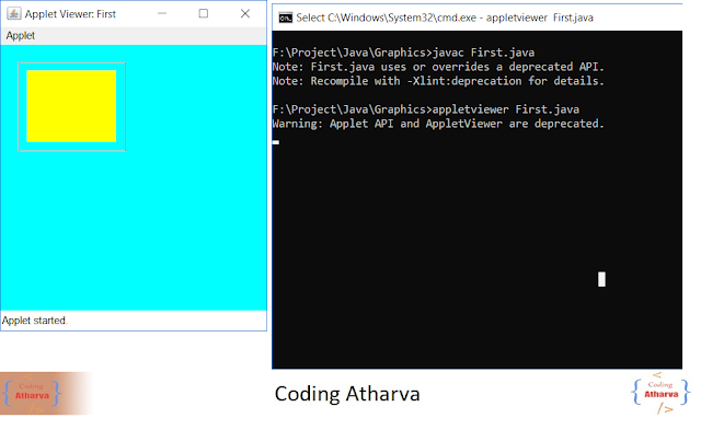 105 Program To Draw Rectangle And Fill Color In Rectangle In Applet In Java ~ Coding Atharva