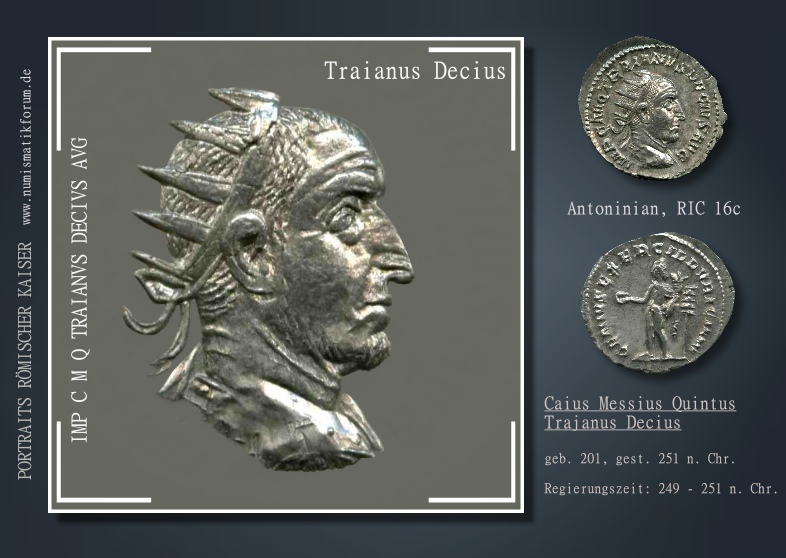 römische Kaiserportraits auf Münzen: Traianus Decius
