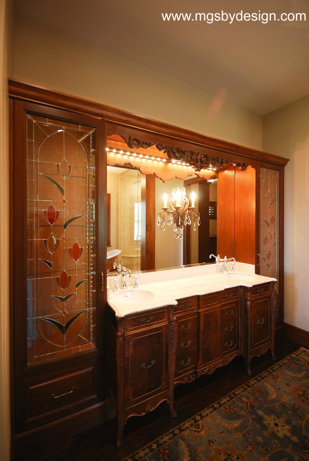 The Granite Gurus: Silver Travertine Vanity in a Master Bath from MGS ...