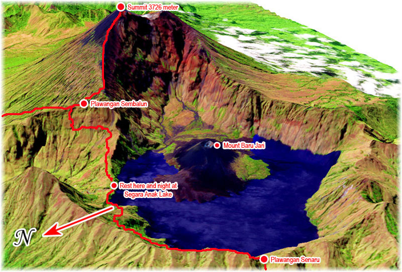 Hiking and Trekking Mount Rinjani Lombok Island Indonesia