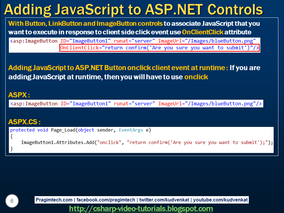 Sql Server Net And C Video Tutorial Adding Javascript To Aspnet 7990