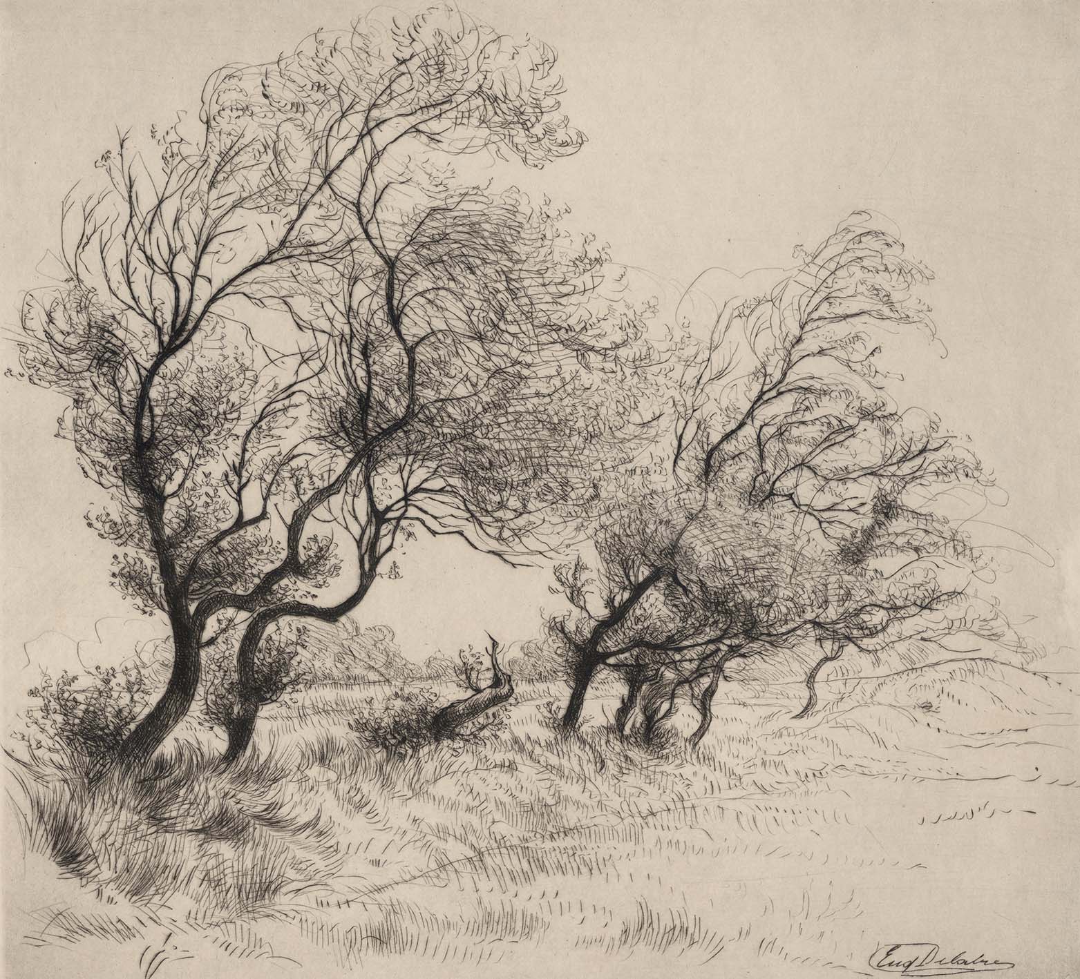 Prints and Principles: Eugène Delâtre's drypoint, “Landscape with a row ...