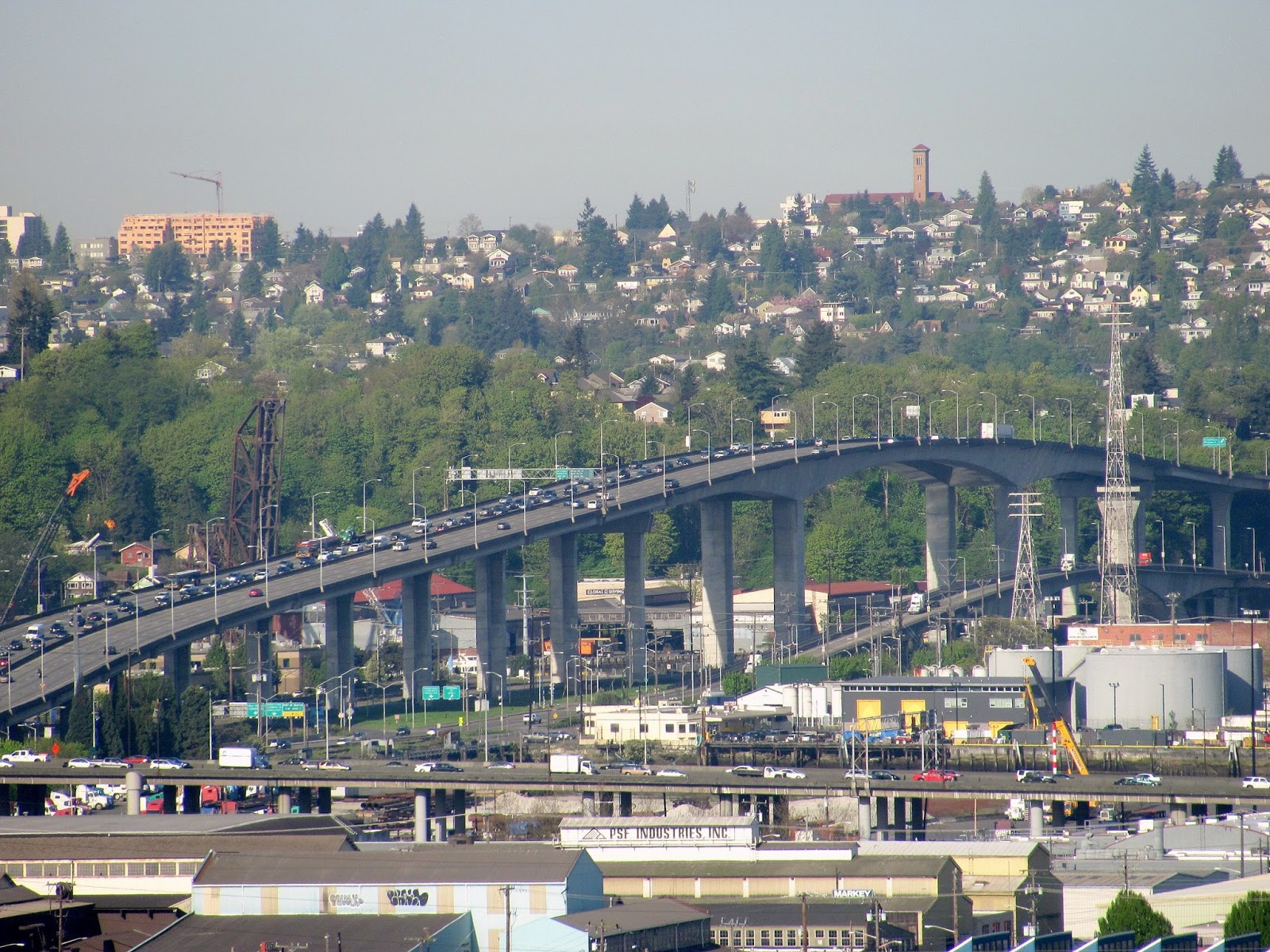Crossing the West Seattle Bridge: Parking lot