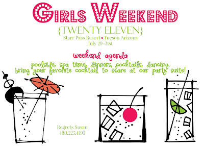 Susan Crabtree: Girls Weekend Invites from Party Box Design